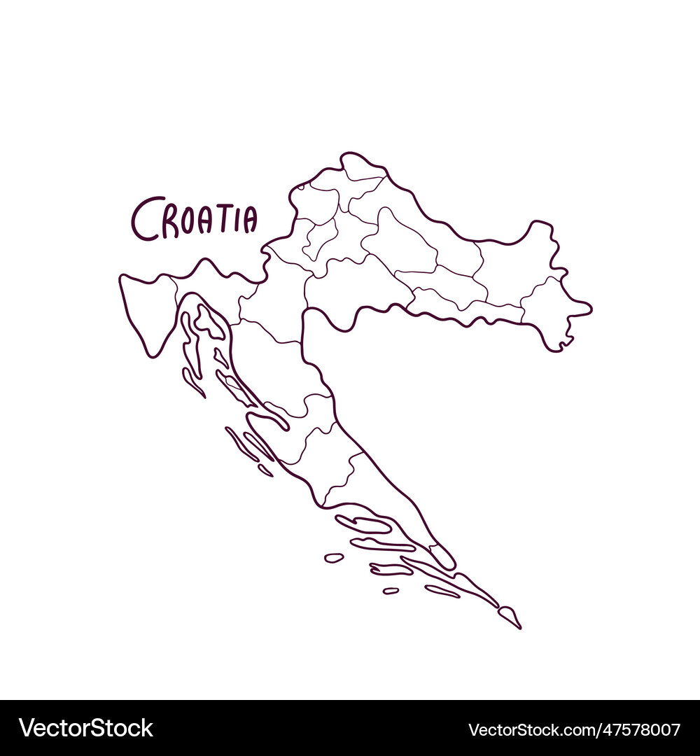 Hand drawn doodle map of croatia Royalty Free Vector Image