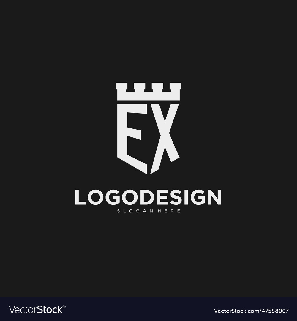 Initials ex logo monogram with shield Royalty Free Vector