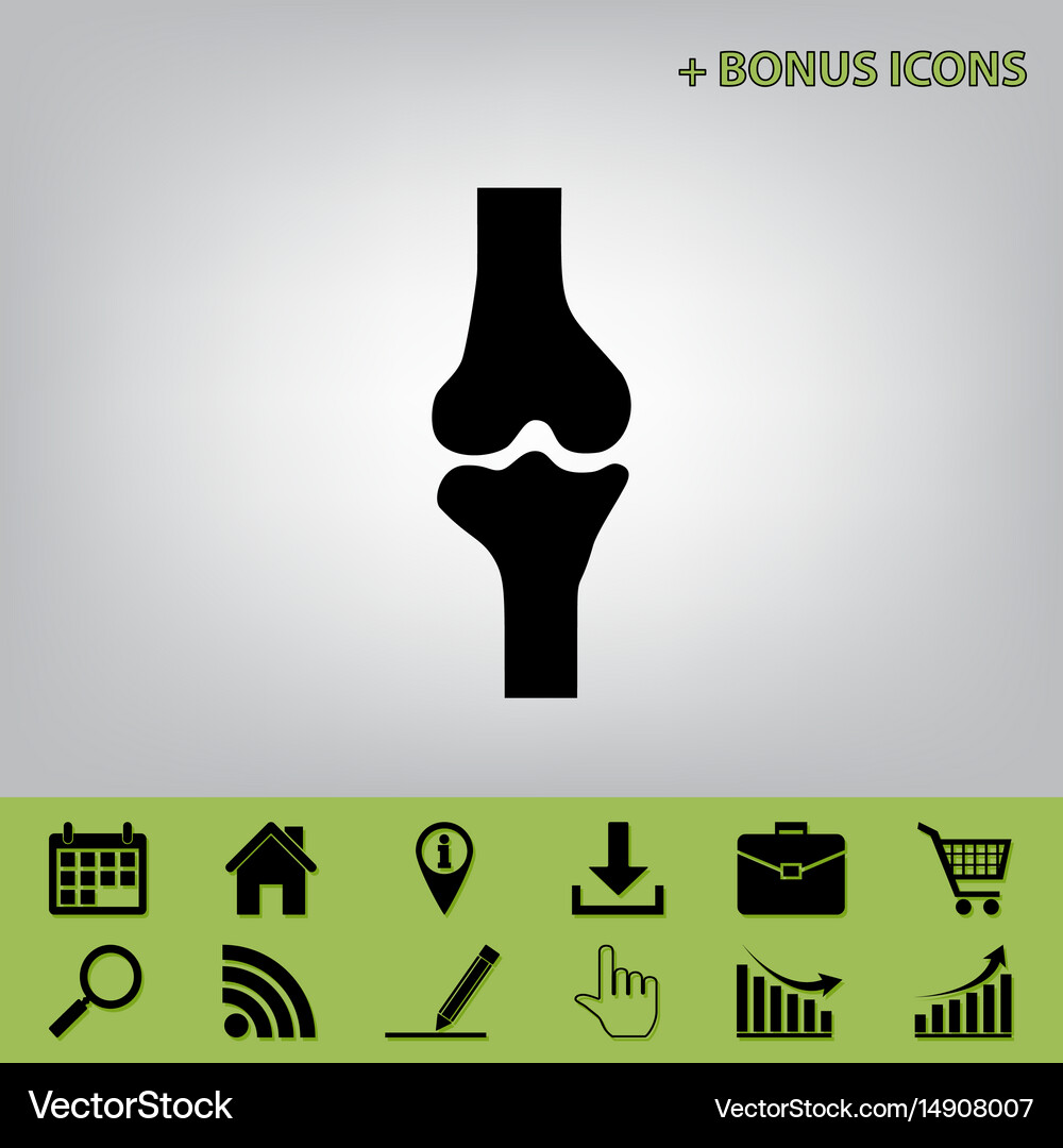 Knee joint sign black icon at gray Royalty Free Vector Image