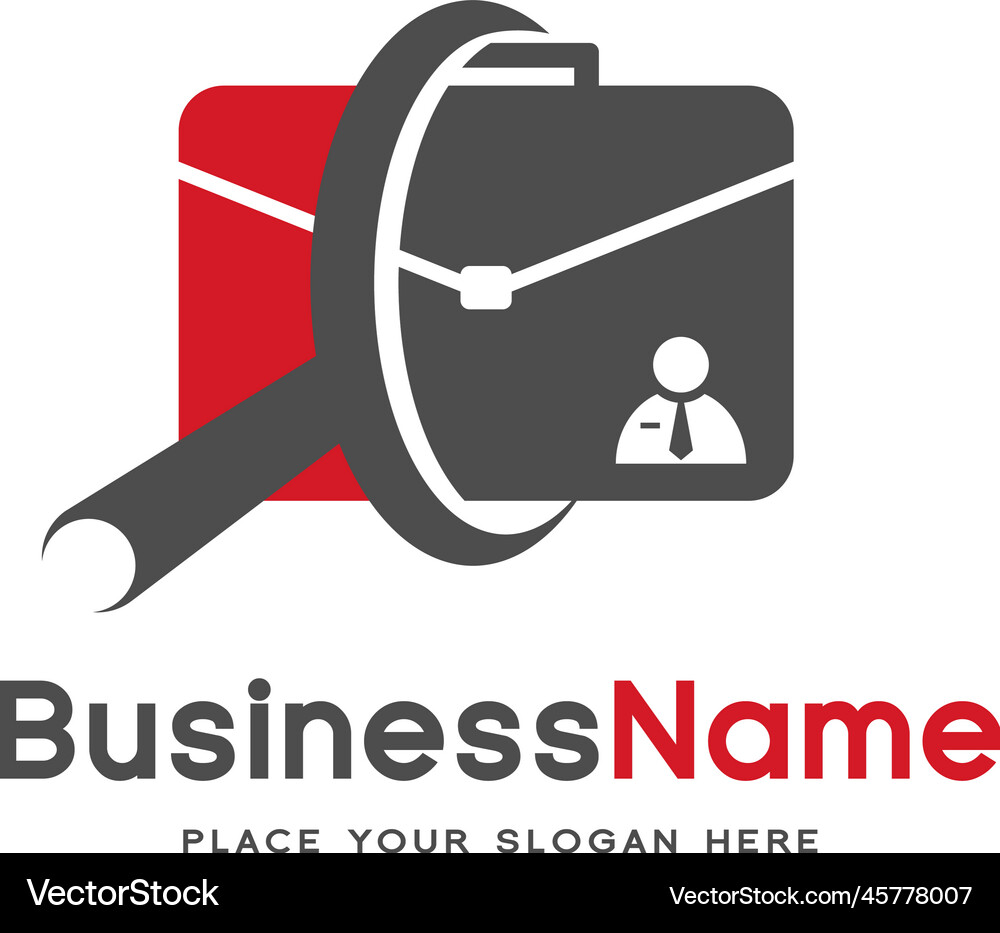 Magnifying glass with bag job logo Royalty Free Vector Image