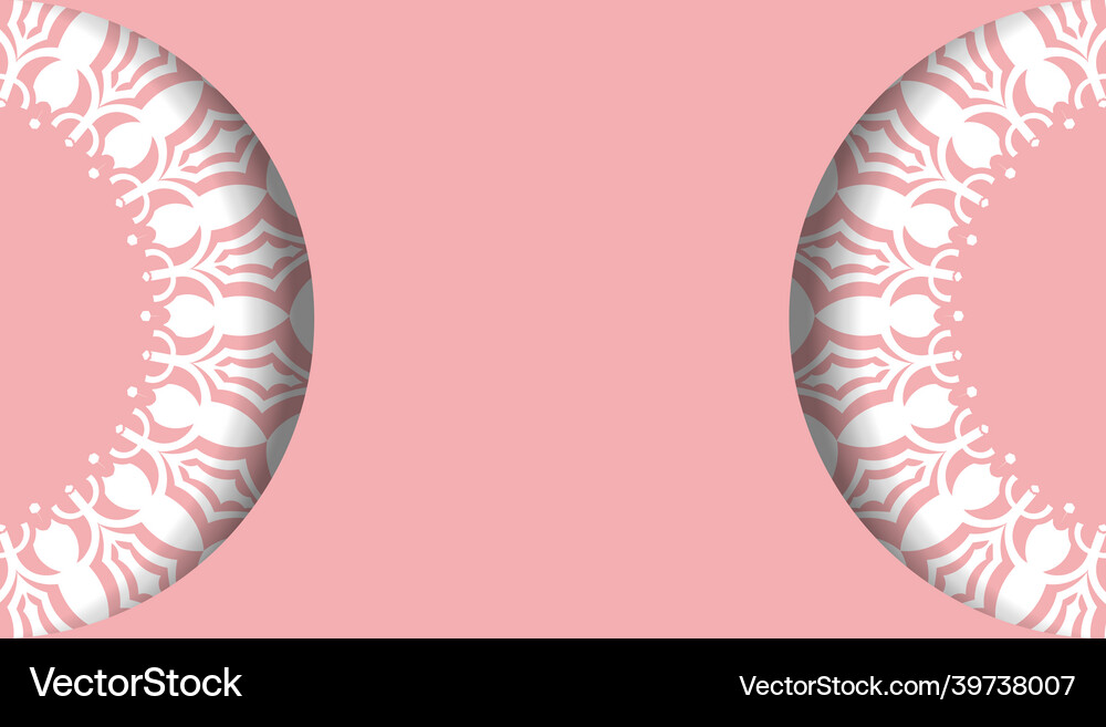 Pink background with greek white ornaments Vector Image