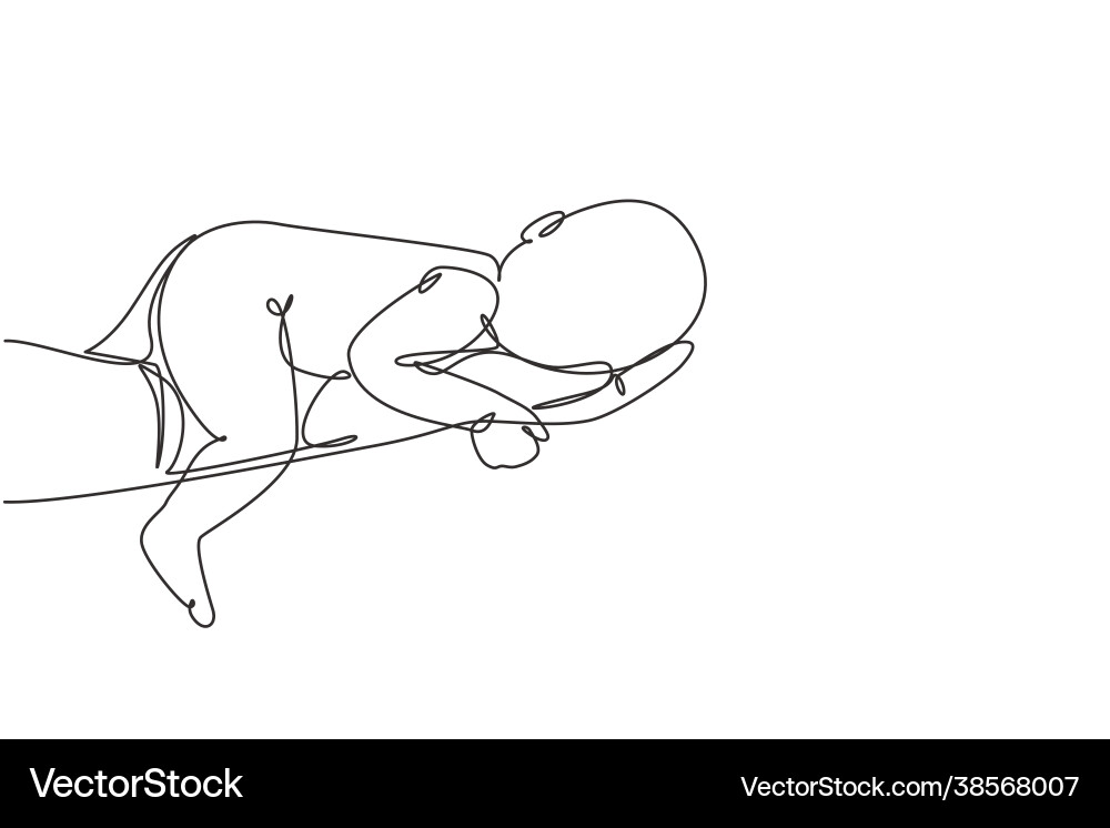 Single one line drawing beautiful new born baby Vector Image