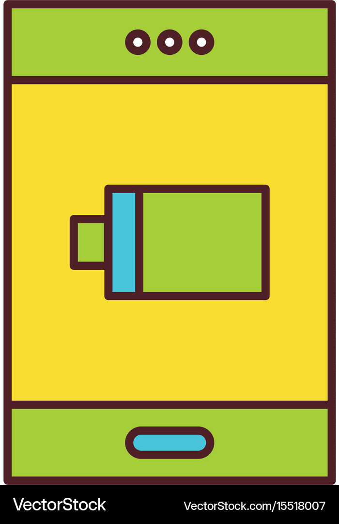 Smartphone with battery power low Royalty Free Vector Image