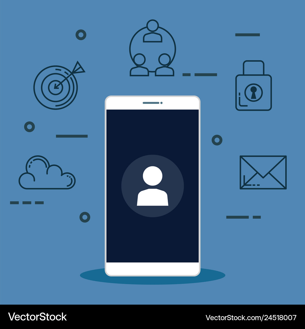 Smartphone with business marketing Royalty Free Vector Image