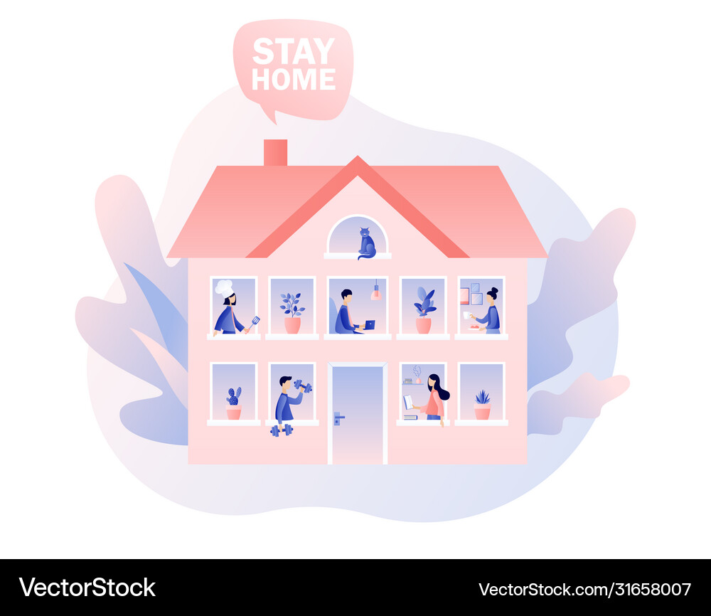 Stay at home quarantine and self-isolation Vector Image