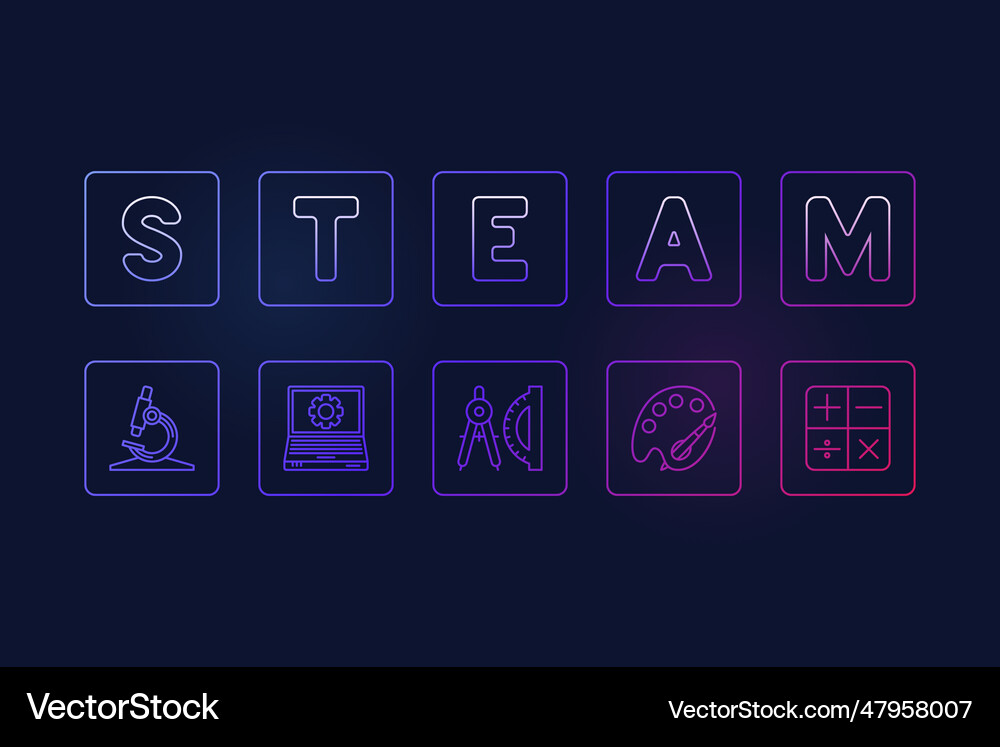 Steam horizontal outline colorful science Vector Image
