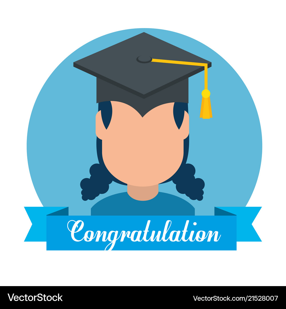 Woman student graduation with uniform Royalty Free Vector