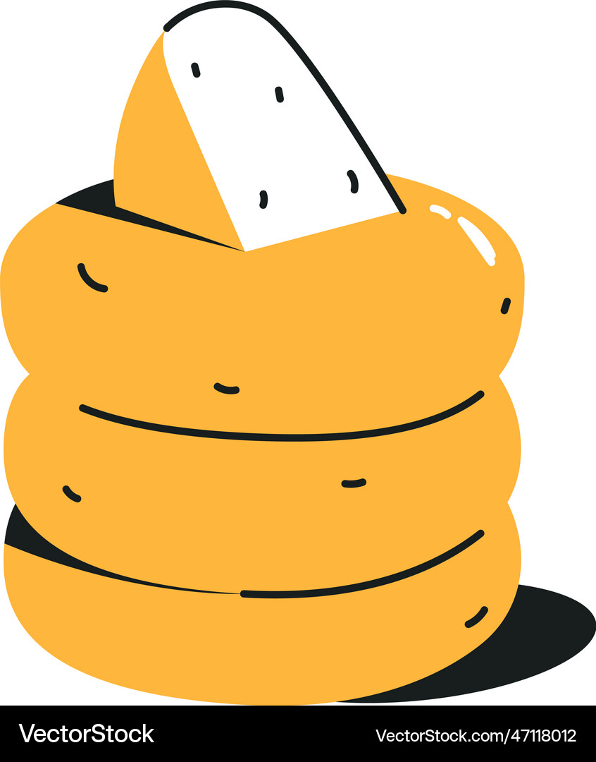 A flat icon of cheese wheel Royalty Free Vector Image