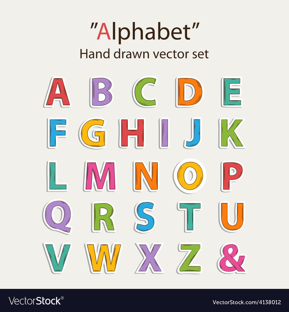 Alphabet sticer set Royalty Free Vector Image - VectorStock