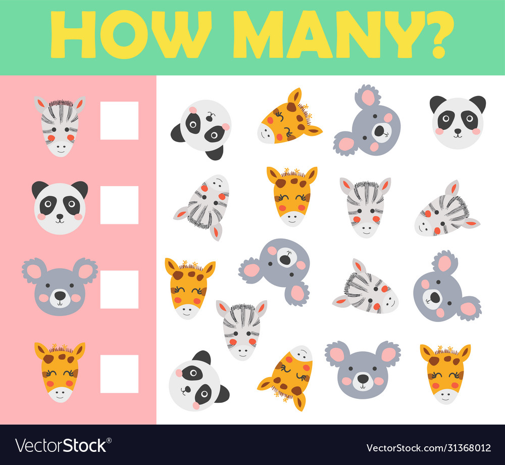 Cartoon education mathematical game animals Vector Image