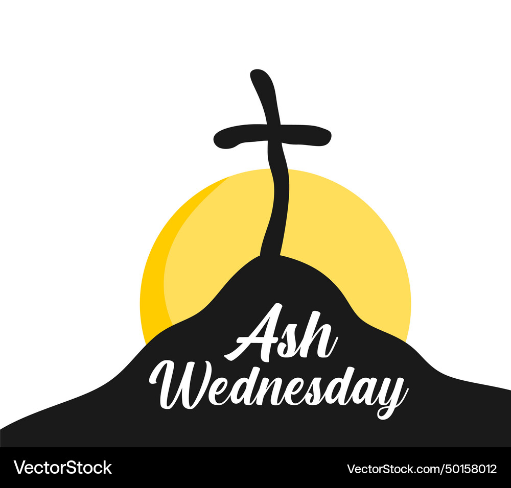 Celebrate ash wednesday with cross Royalty Free Vector Image