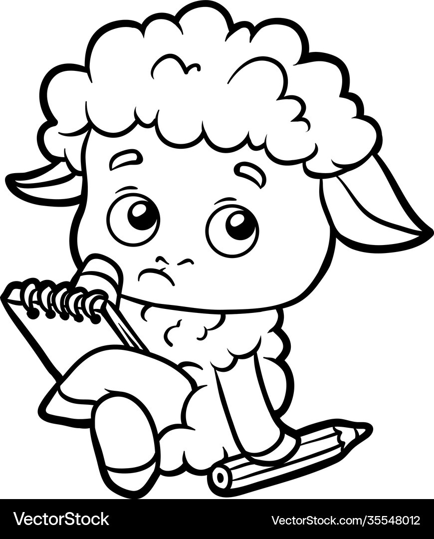 Coloring book sheep writer with a pencil Vector Image