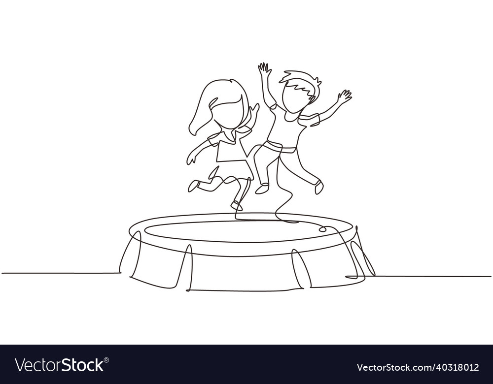 Continuous one line drawing happy girl and boy Vector Image