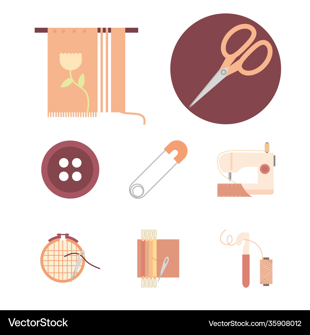Embroidery and weaving icon collection Royalty Free Vector
