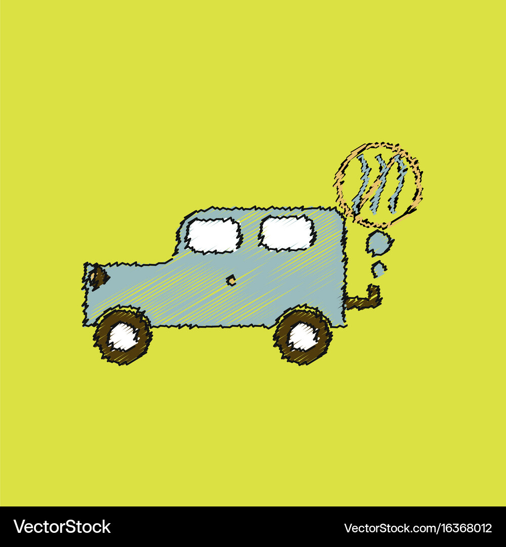 Flat shading style icon car and smoke Royalty Free Vector