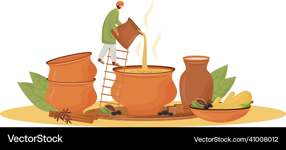 Indian cuisine teashop service flat concept man Vector Image