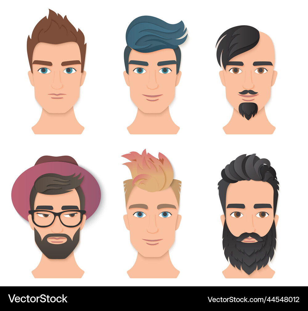 Male portrait avatar face with various beards Vector Image