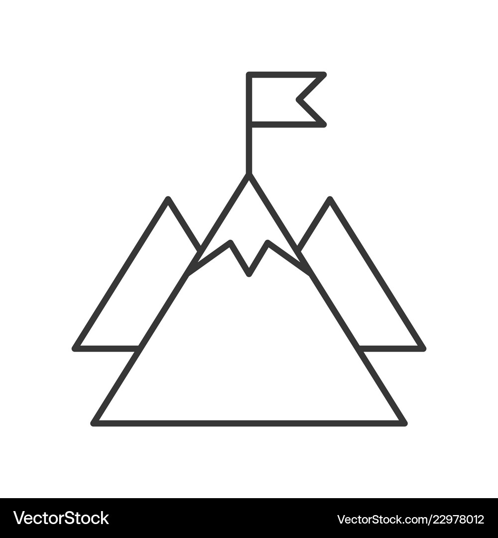 Mountain and flag goal for successful concept Vector Image
