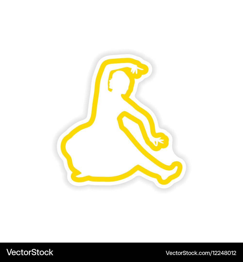Paper sticker indian dancer on white background Vector Image