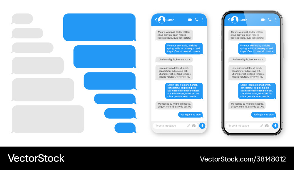Realistic smartphone with messaging app blank sms Vector Image
