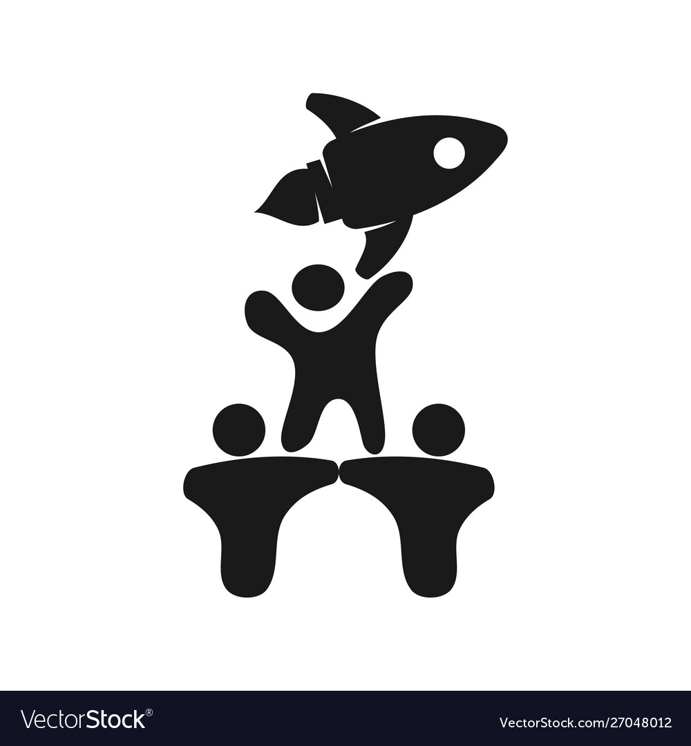 Rocket commitment teamwork together black logo Vector Image