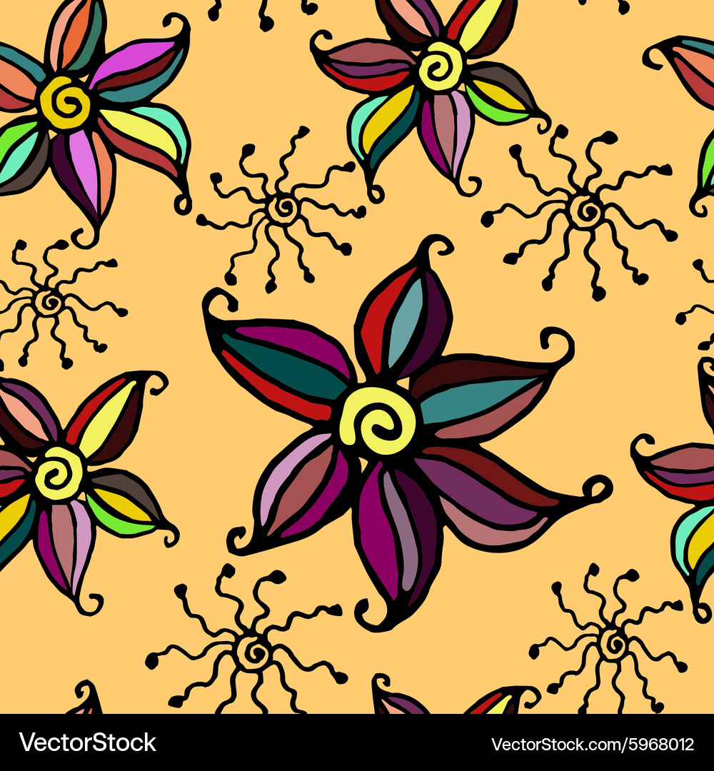 Seamless doodle flower background Royalty Free Vector Image