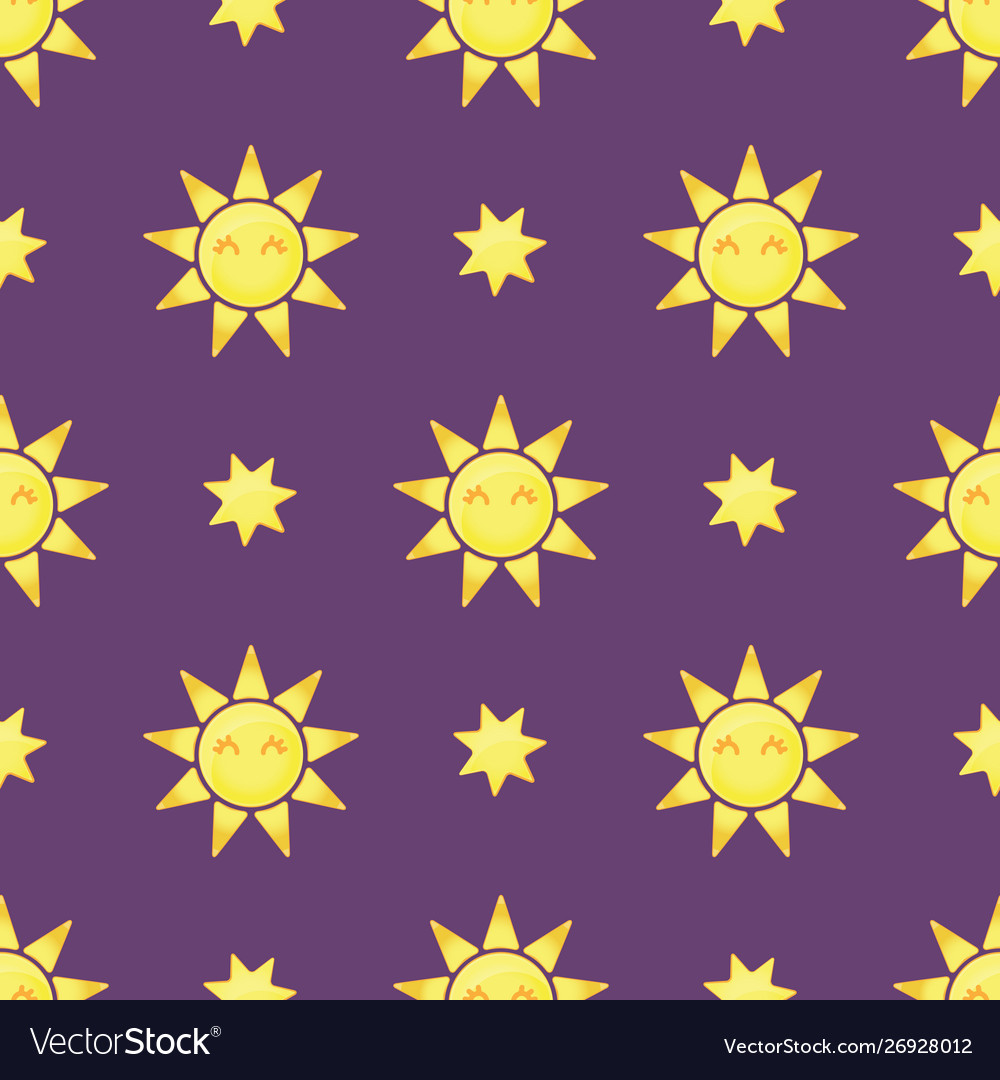 Seamless pattern with cute cartoon suns Royalty Free Vector
