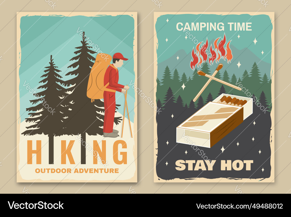 Set of camping retro posters Royalty Free Vector Image