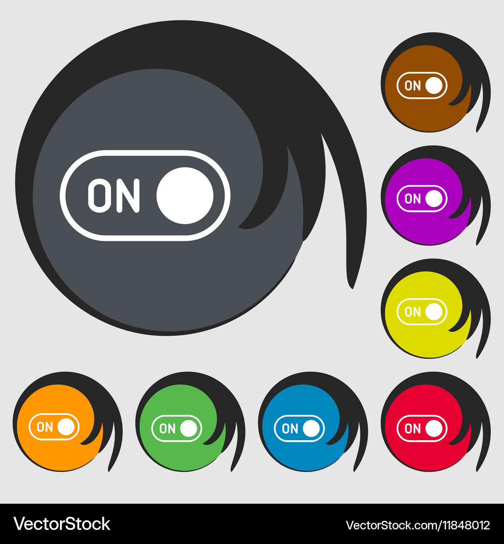 Start icon sign symbols on eight colored buttons Vector Image