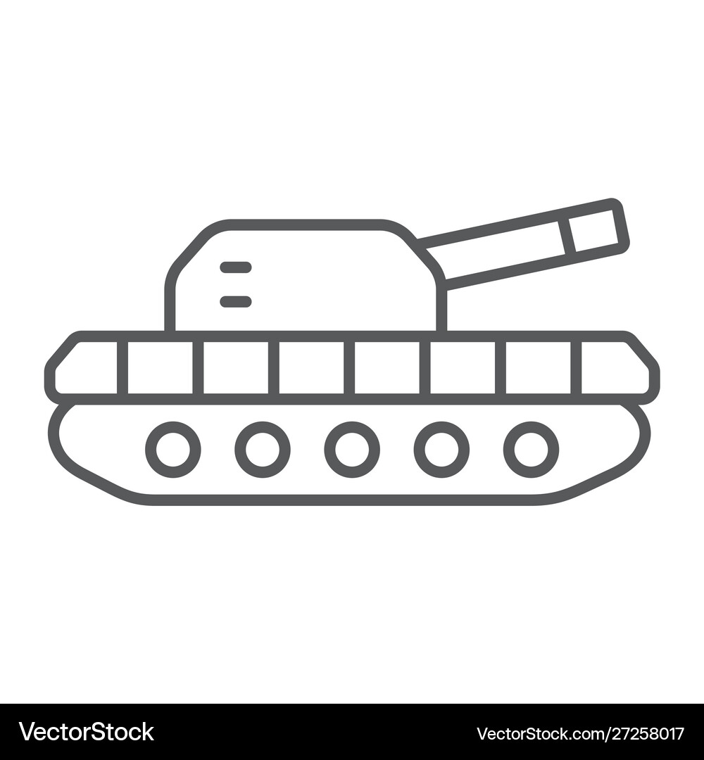 Army tank thin line icon and force armature Vector Image
