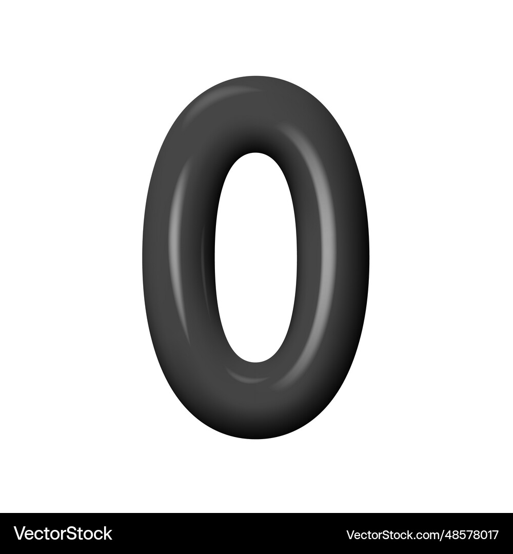 Black number 0 3d volumetric render figure black Vector Image