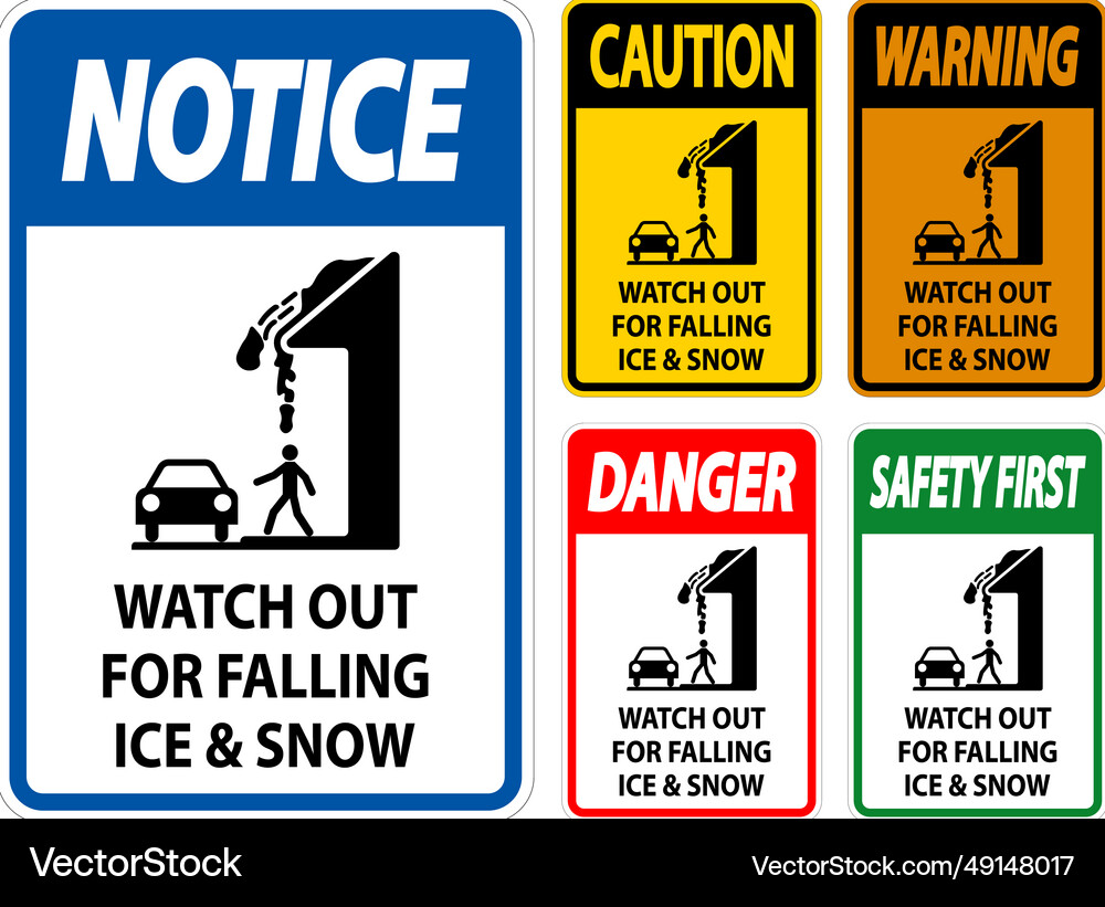 Caution sign watch out for falling ice and snow Vector Image