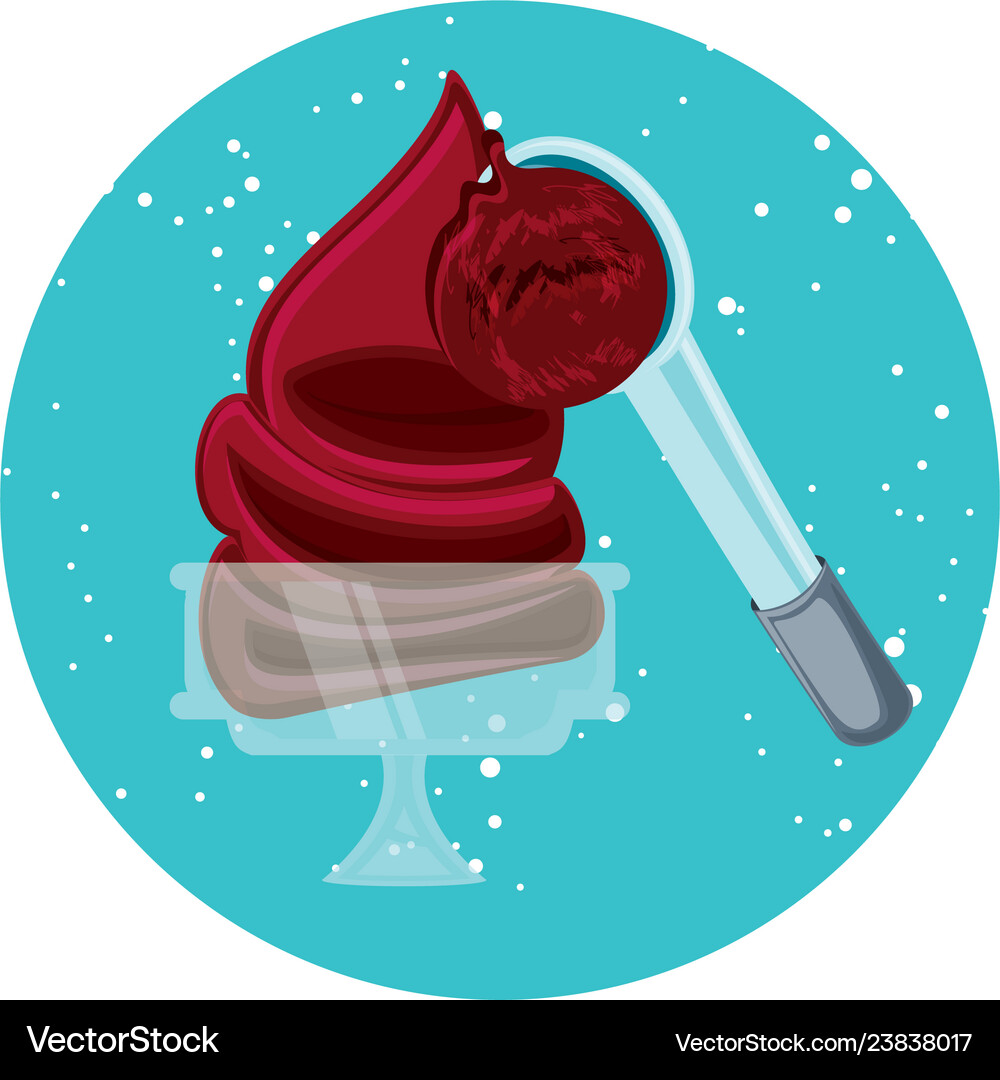 Delicious ice cream in cup with spoon serving Vector Image