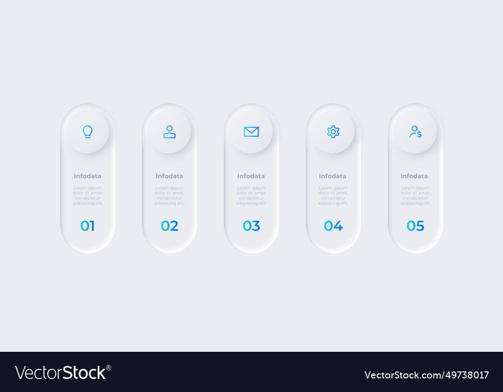 Five vertical rounded elements for infographic Vector Image