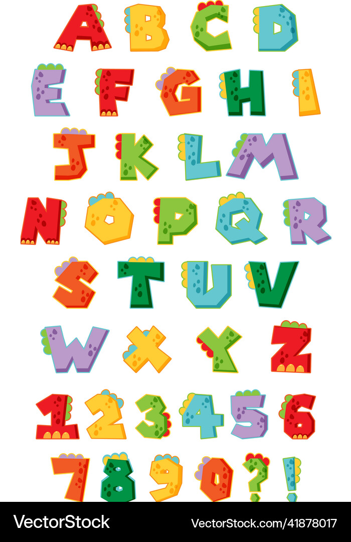 Font design for english alphabets and numbers Vector Image
