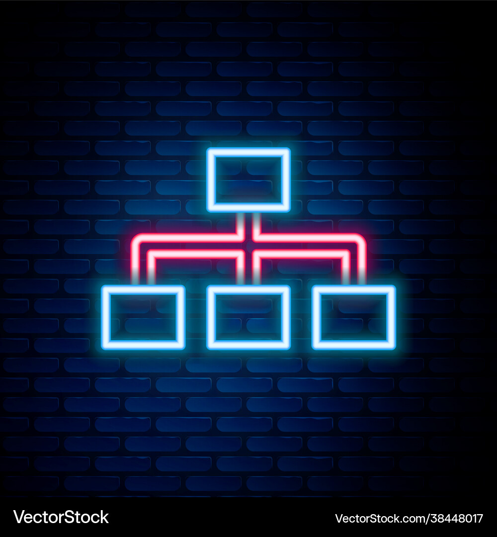 Glowing neon line business hierarchy organogram Vector Image