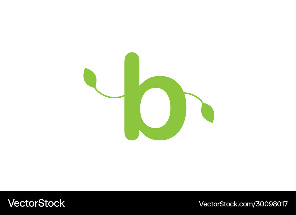 Green leaf leafs letter b alphabet logo design Vector Image