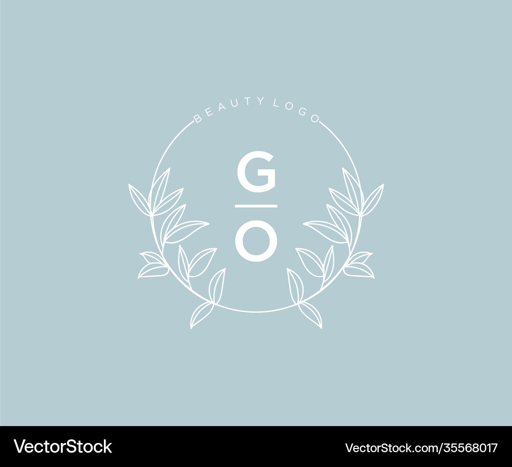 Initial go letters beautiful floral feminine Vector Image