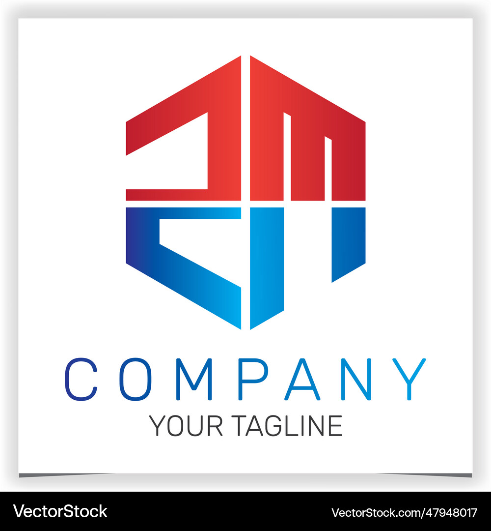 Letter zm initial hexagon logo icon premium Vector Image