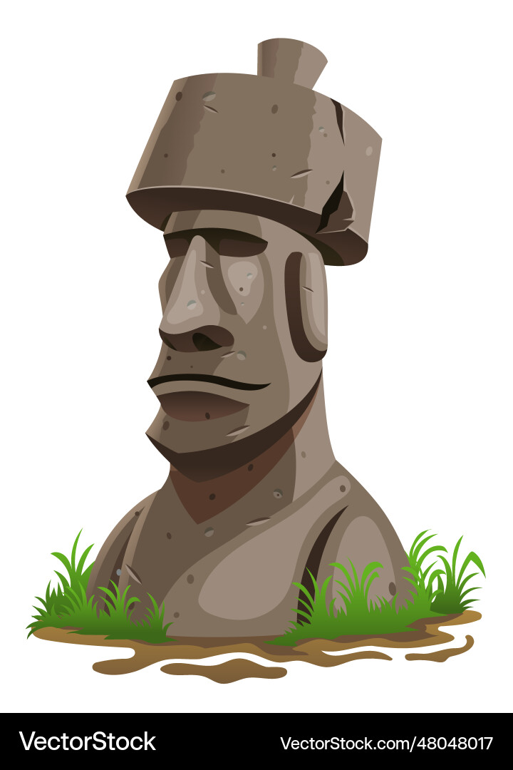 Moai isolated cartoon stone sculpture Royalty Free Vector