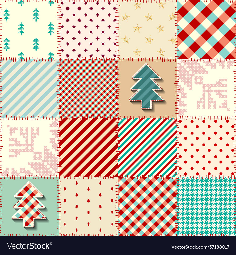 Patchwork textile pattern seamless quilting Vector Image