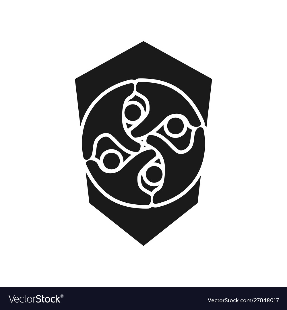 Shield secure commitment teamwork together black Vector Image