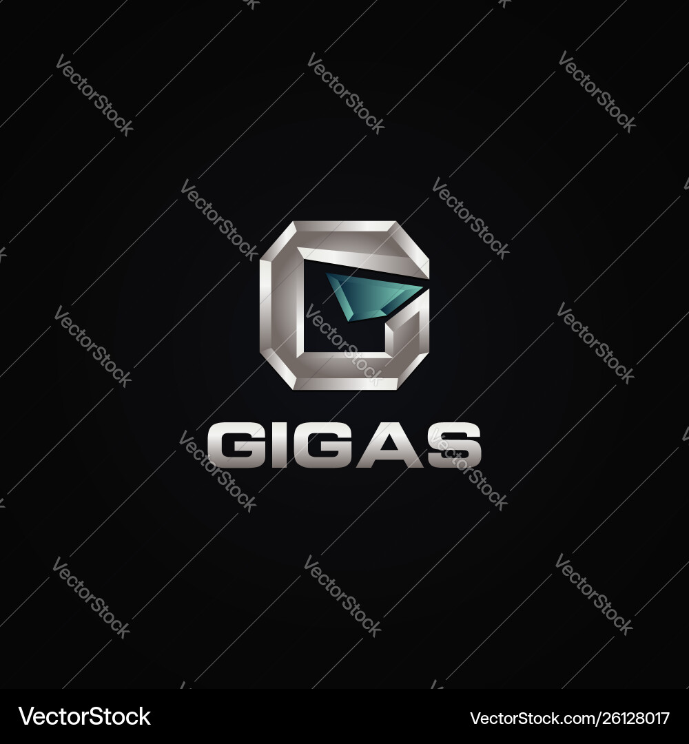 Silver 3d letter bold g logo symbol icon Vector Image