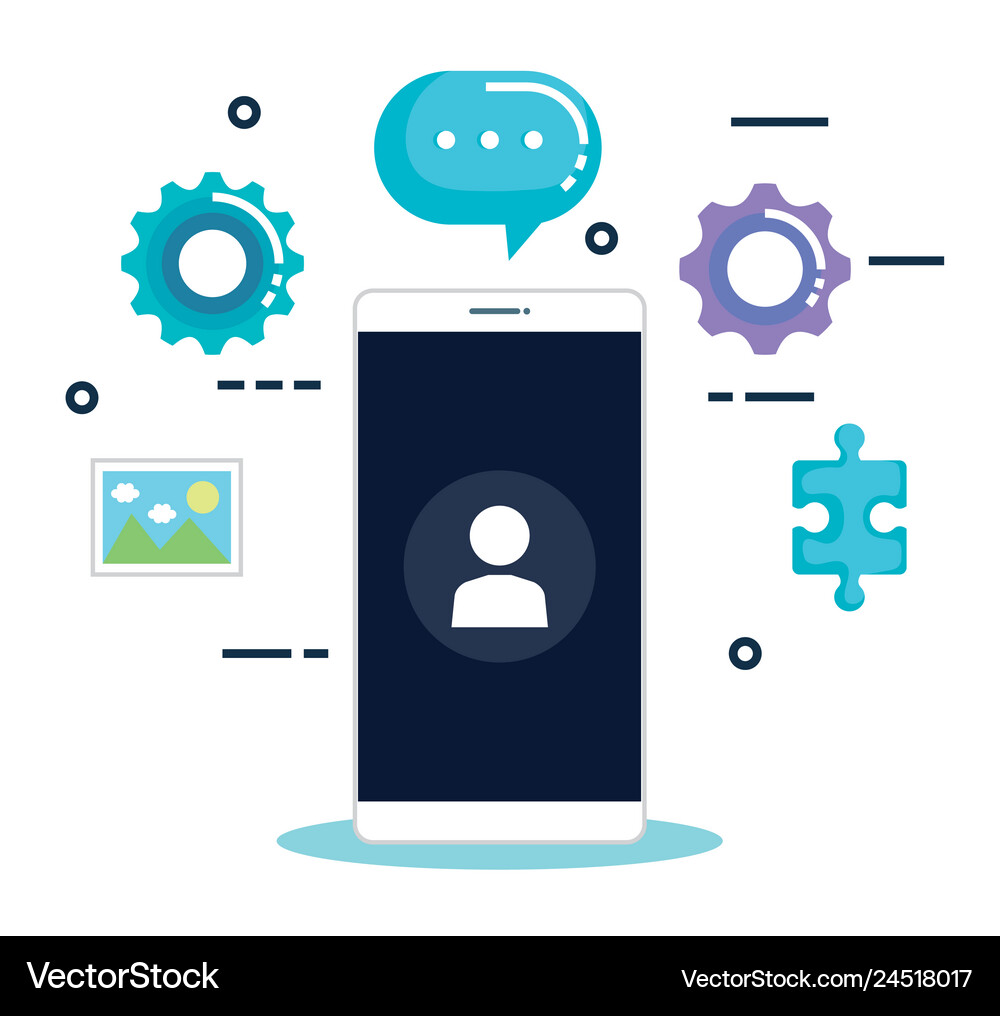 Smartphone with business marketing Royalty Free Vector Image