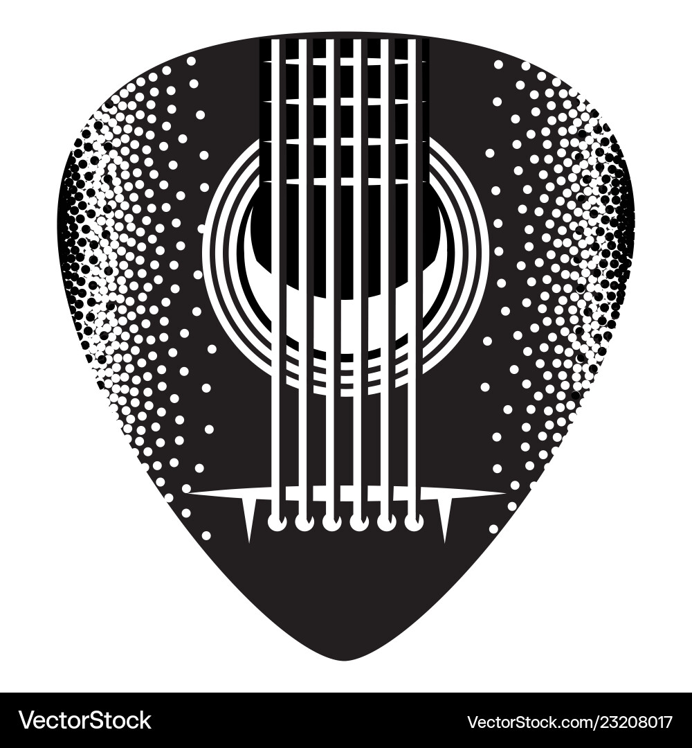 Stylish monochrome plectrum for guitar Royalty Free Vector