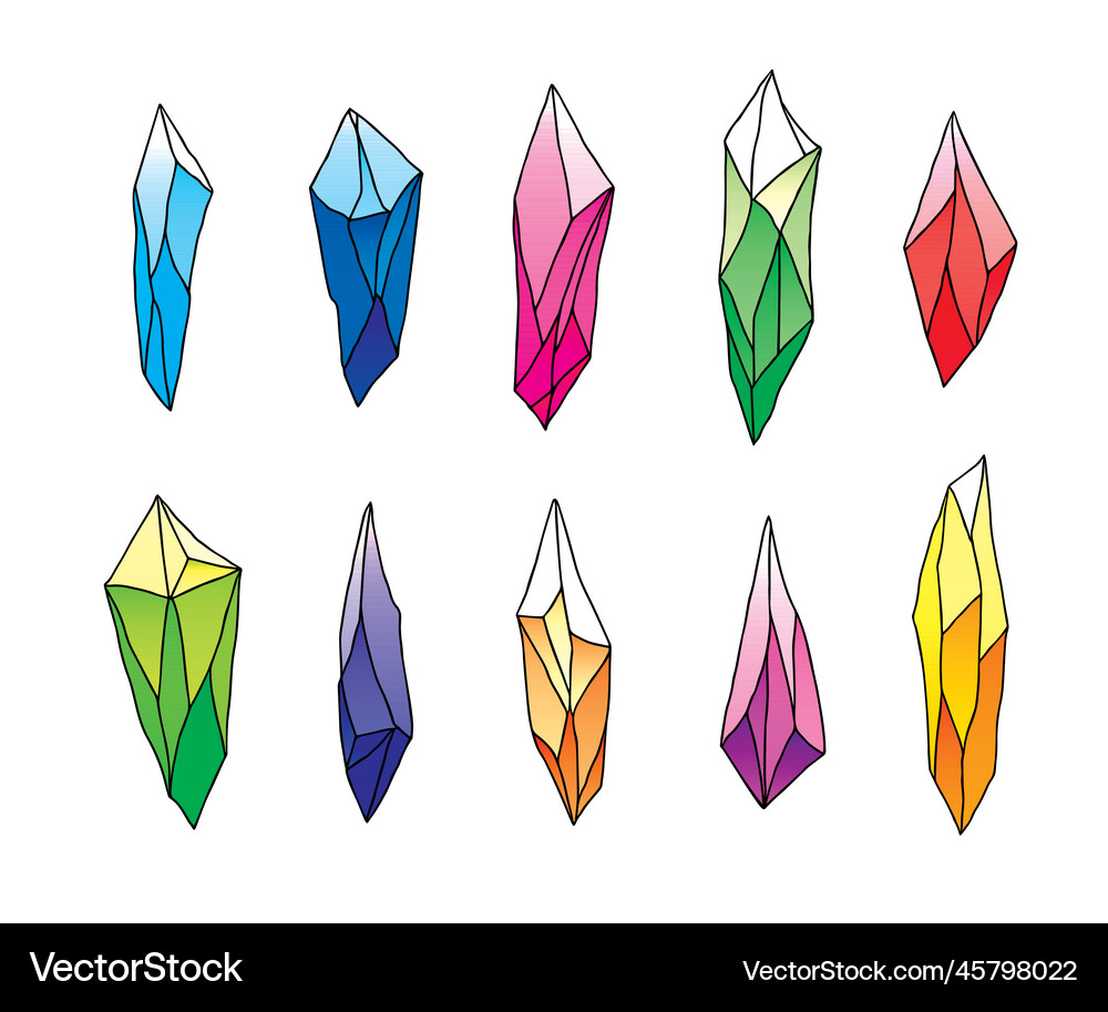 Crystals and natural minerals collection Vector Image