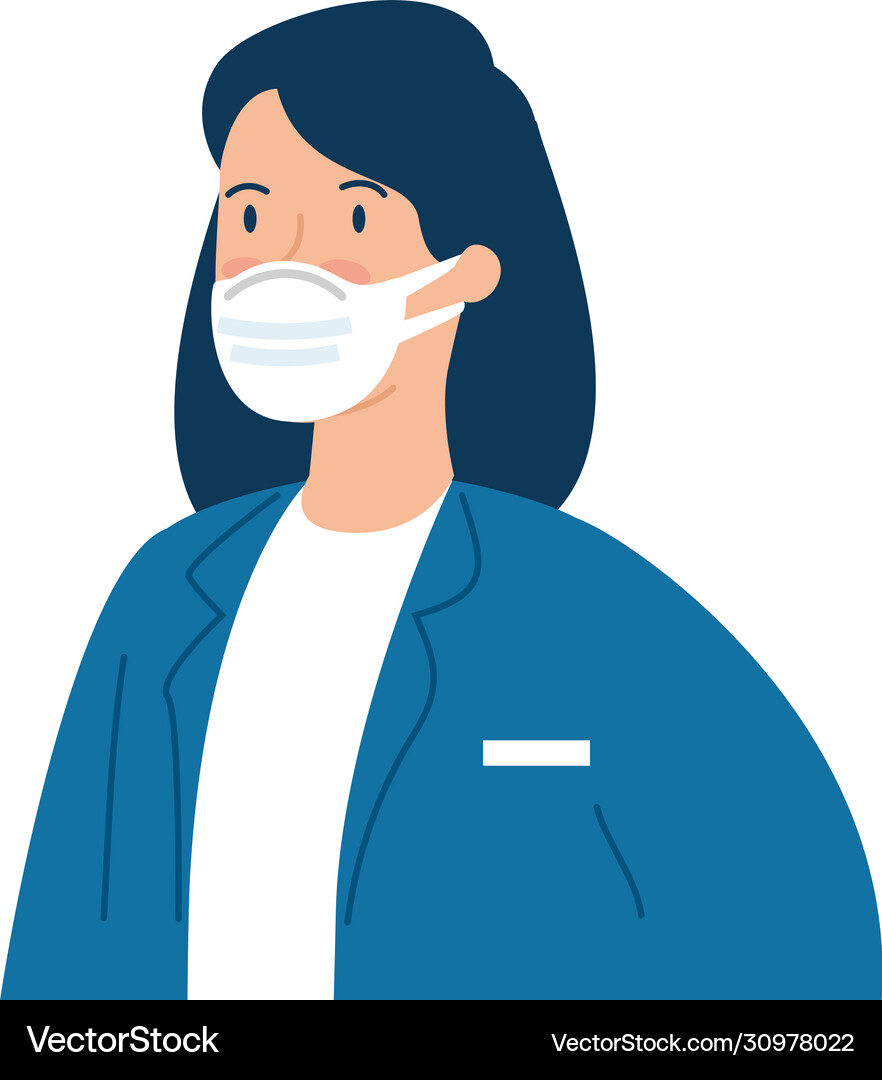 Doctor female using face mask isolated icon Vector Image