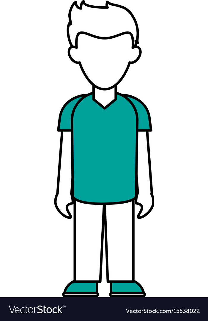 Flat line standing man over white background Vector Image Flat line standing man over white background Vector Image