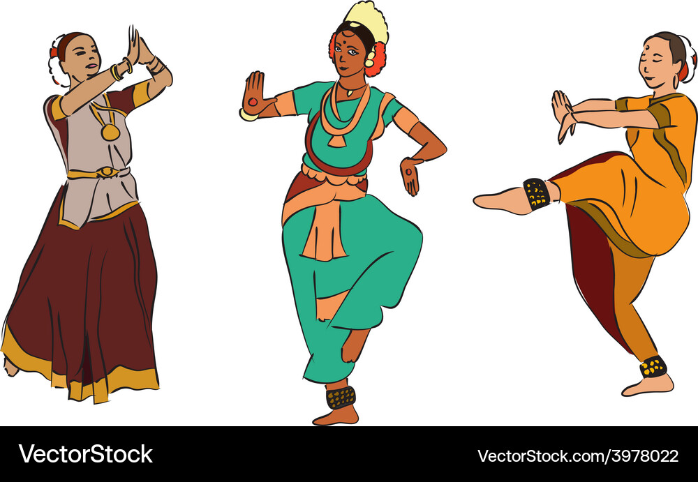 Indian dancers Royalty Free Vector Image - VectorStock