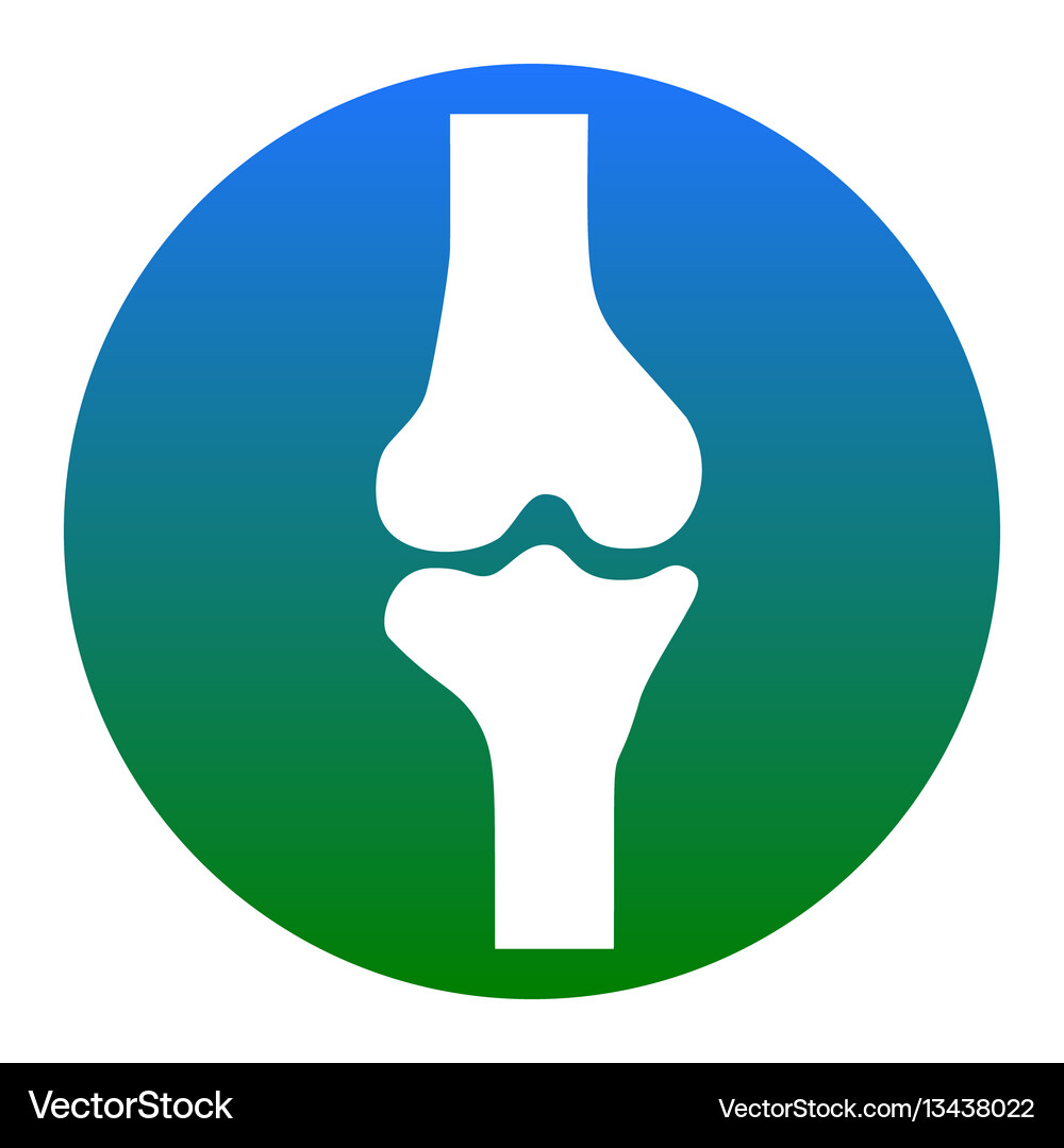 Knee joint sign white icon in bluish Royalty Free Vector